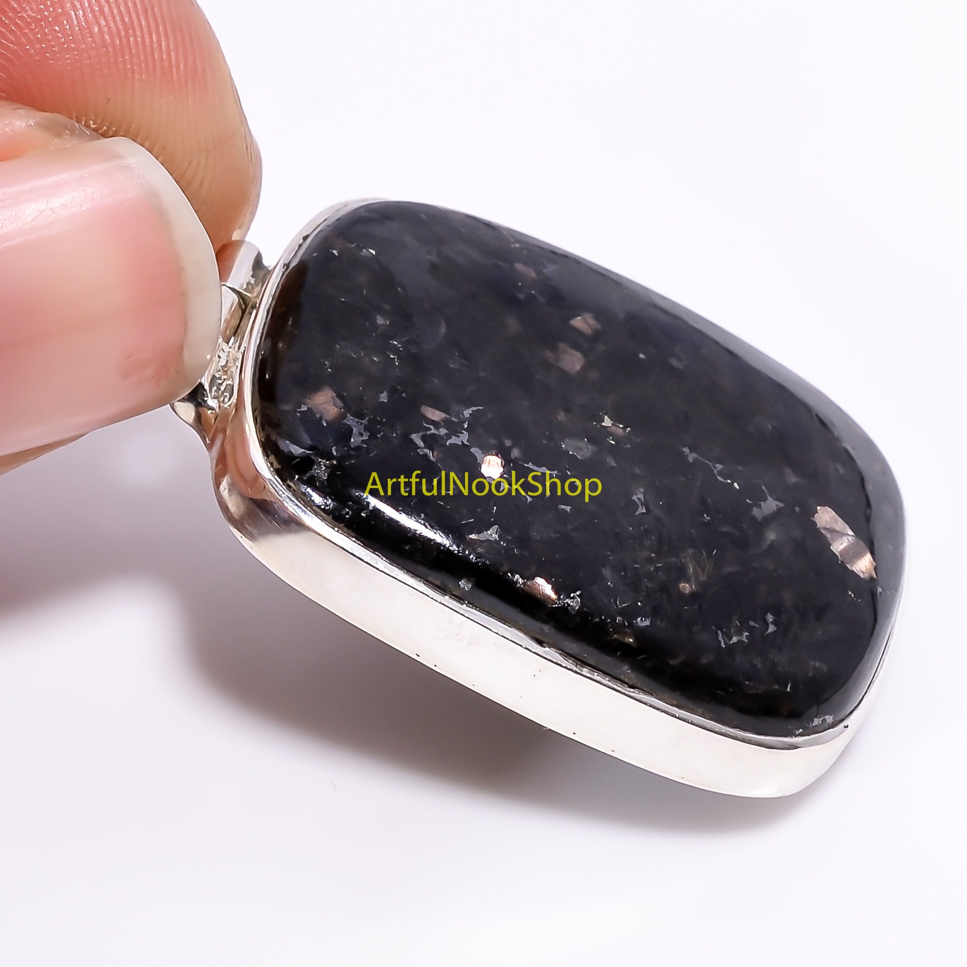 Natural Golden Nuummite Pendant Gemstone Pendant 925 Sterling Silver ...