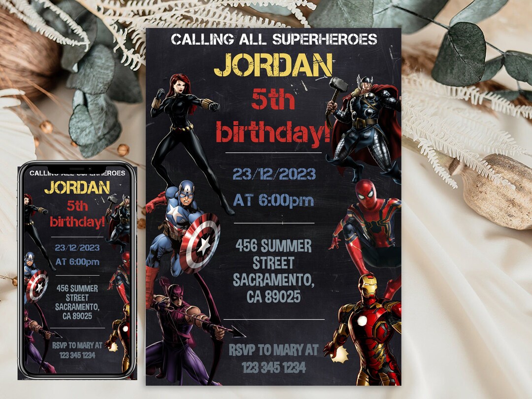 Editable Avengers Birthday Invitation Template, Printable Birthday ...