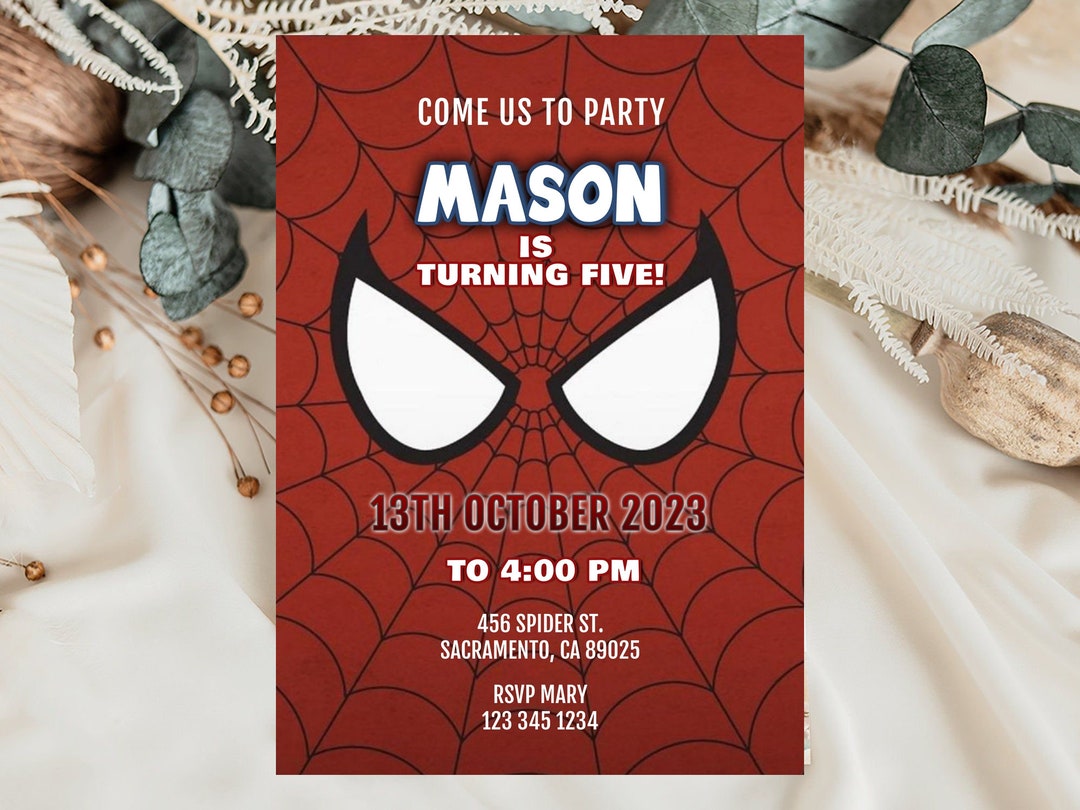 Spiderman Birthday Invitation | Kids Birthday Invite Digital Download ...