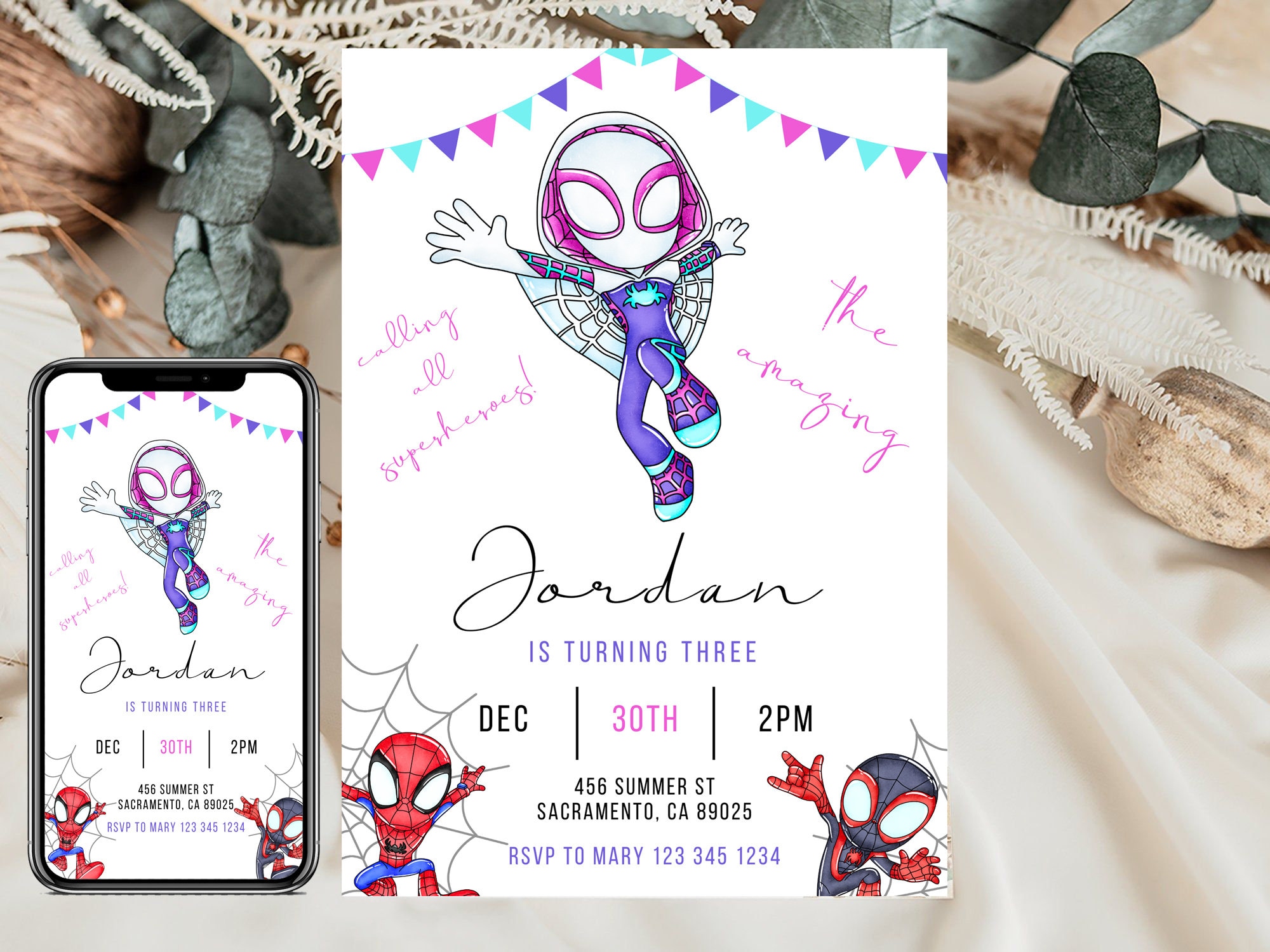 Ghost Spider Birthday Invitation Girl Spidey and His Amazing Friends ...