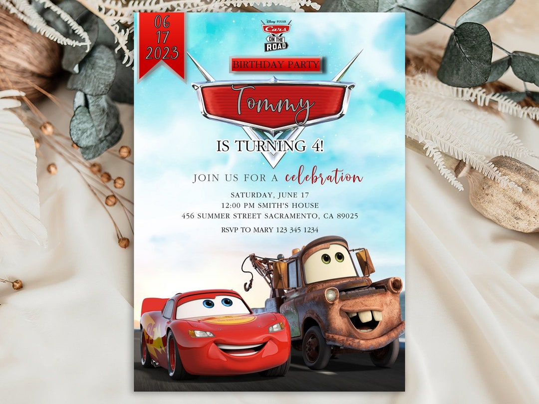 Cars Birthday Party Invitation | Cars Lightning Birthday Invite ...