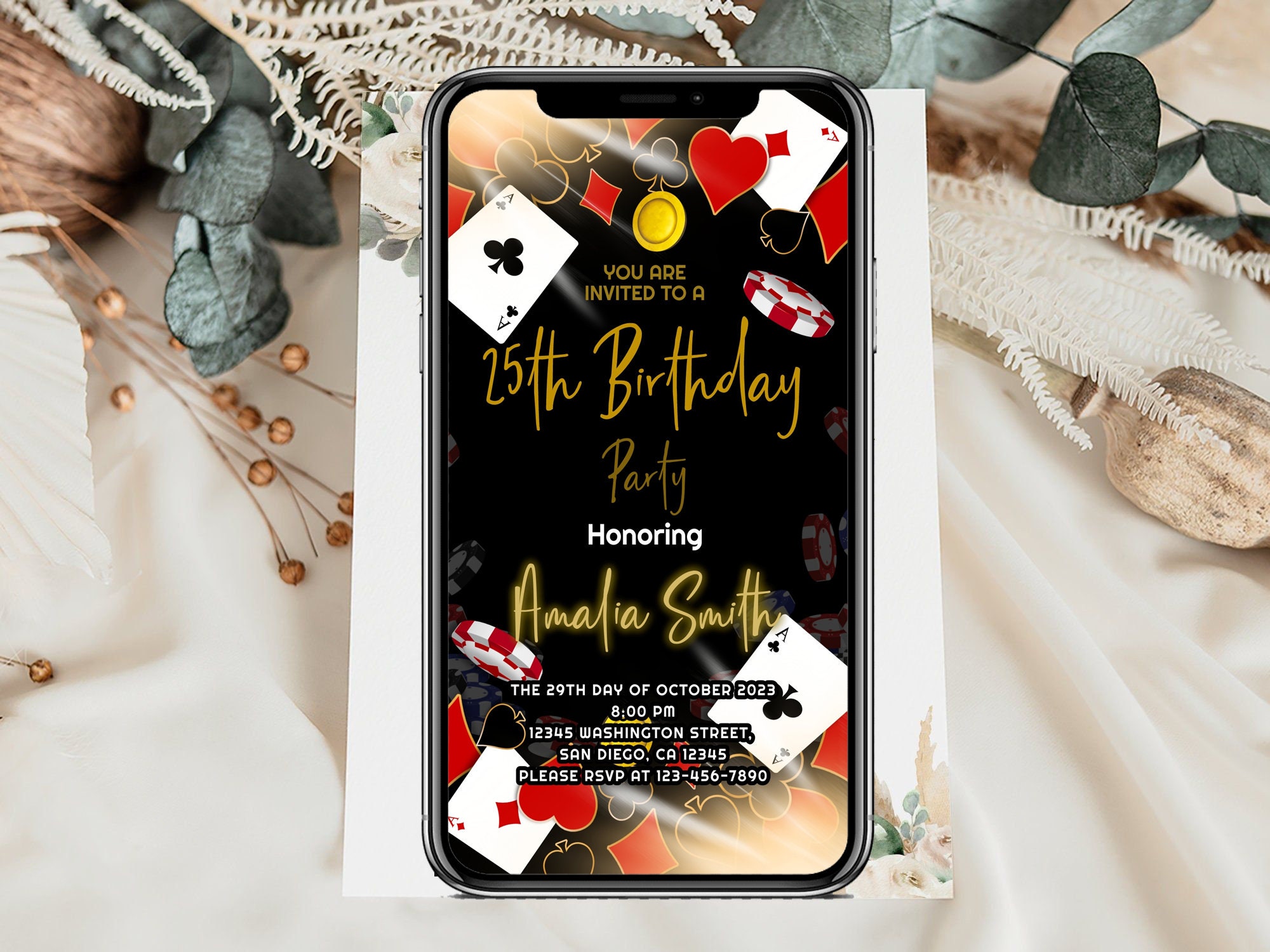 Editable Casino Birthday Invitation. Poker Birthday Invitation. Casino ...