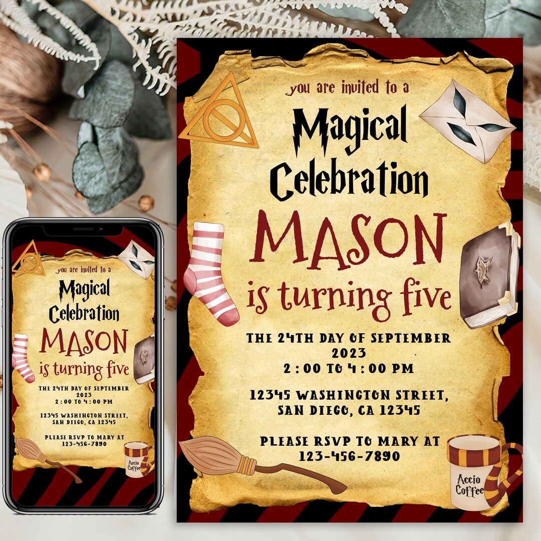 Editable Wizards Invitation, Printable Birthday Party Invitations ...