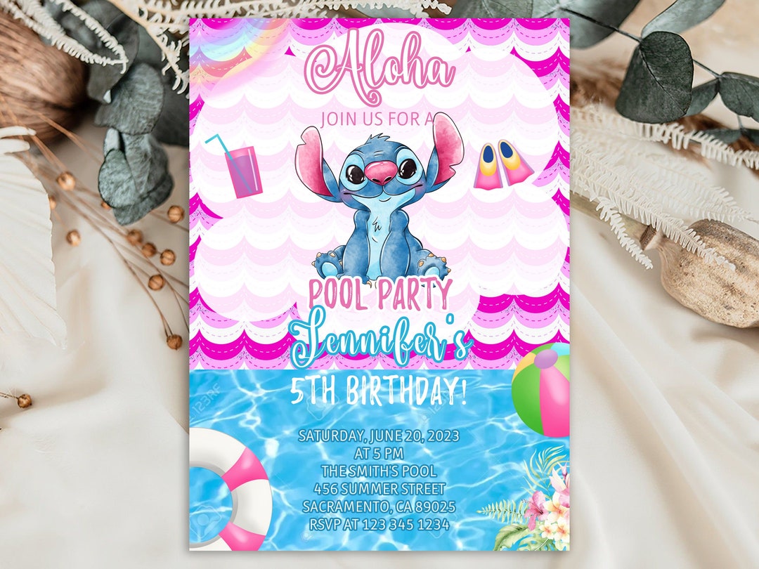 Stitch Pool Party Birthday Invitation Template (digital) - Etsy