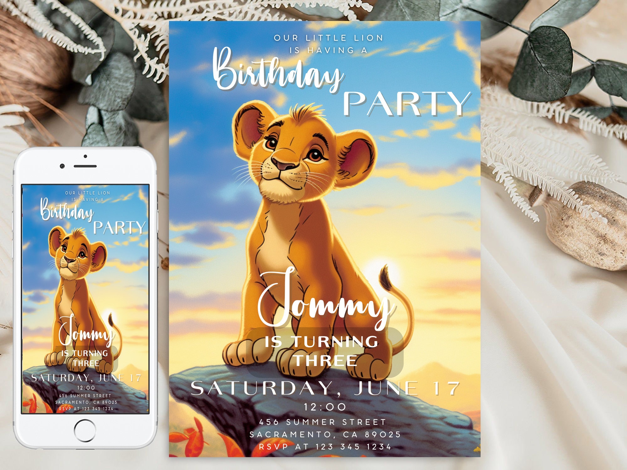 Lion King Birthday Invitation Template, Printable Birthday Party ...