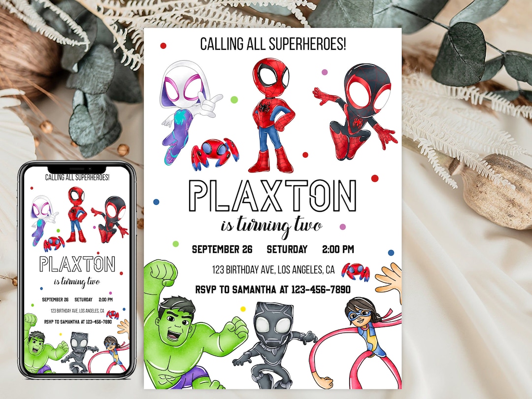 Spidey and His Amazing Friends Birthday Invitation Spidey Birthday ...