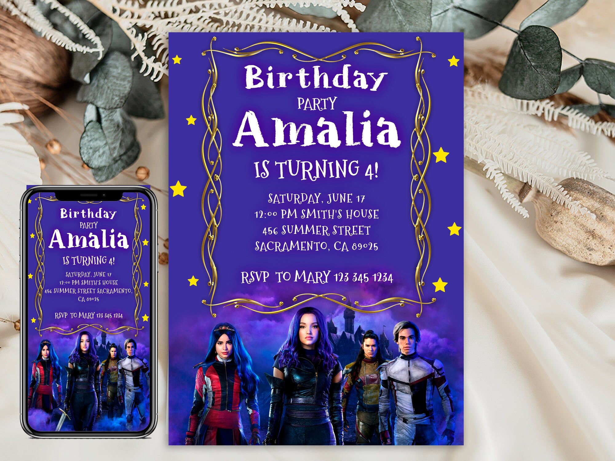 Descendants DIGITAL DIY TEMPLATE Invitation Invite Birthday Party ...