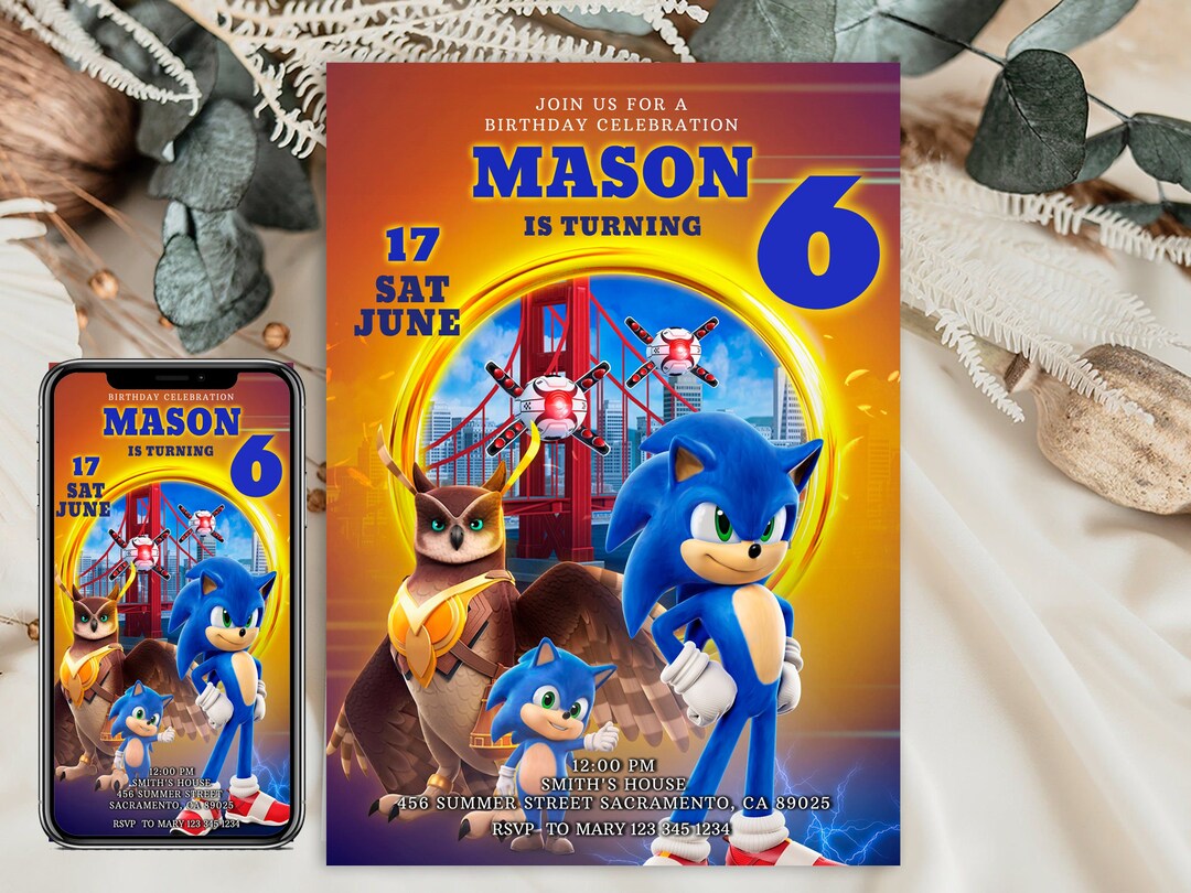 Sonic Invitation Sonic Birthday Digital Invitation Editable Sonic the ...