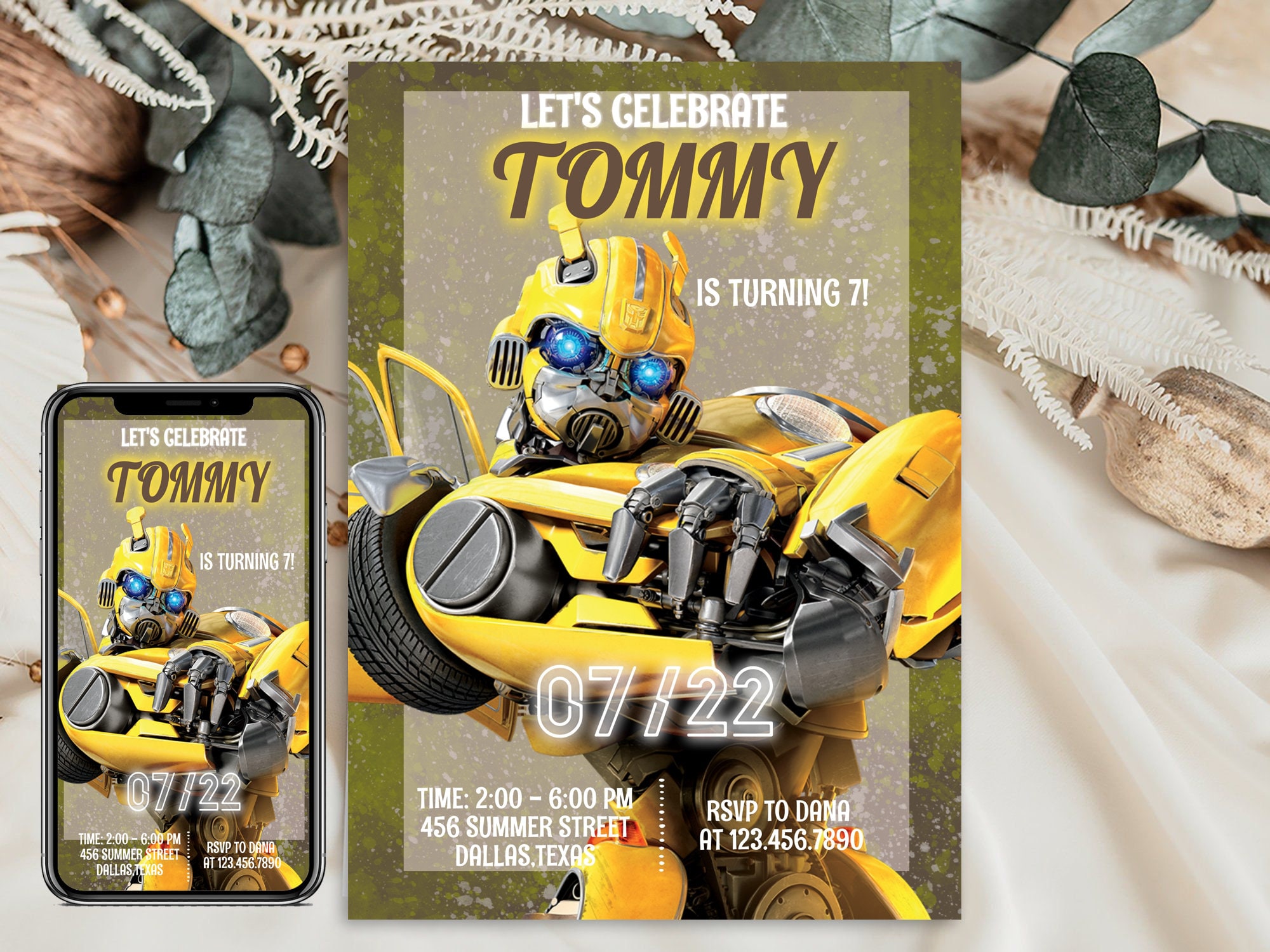 Printable Invite, Rescue Bots Birthday Invitation, Bumblebee Invitation ...