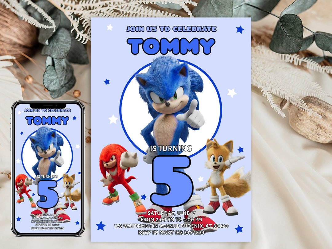 Sonic Invitation Sonic Birthday Digital Invitation Editable Sonic the ...