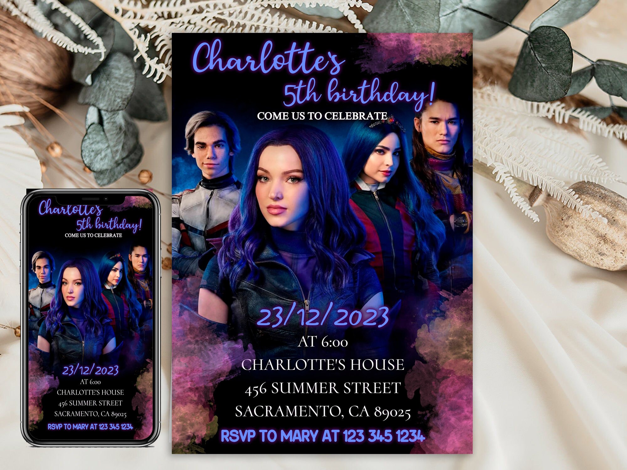 Descendants Birthday Invitation, Descendants Editable Digital Download ...
