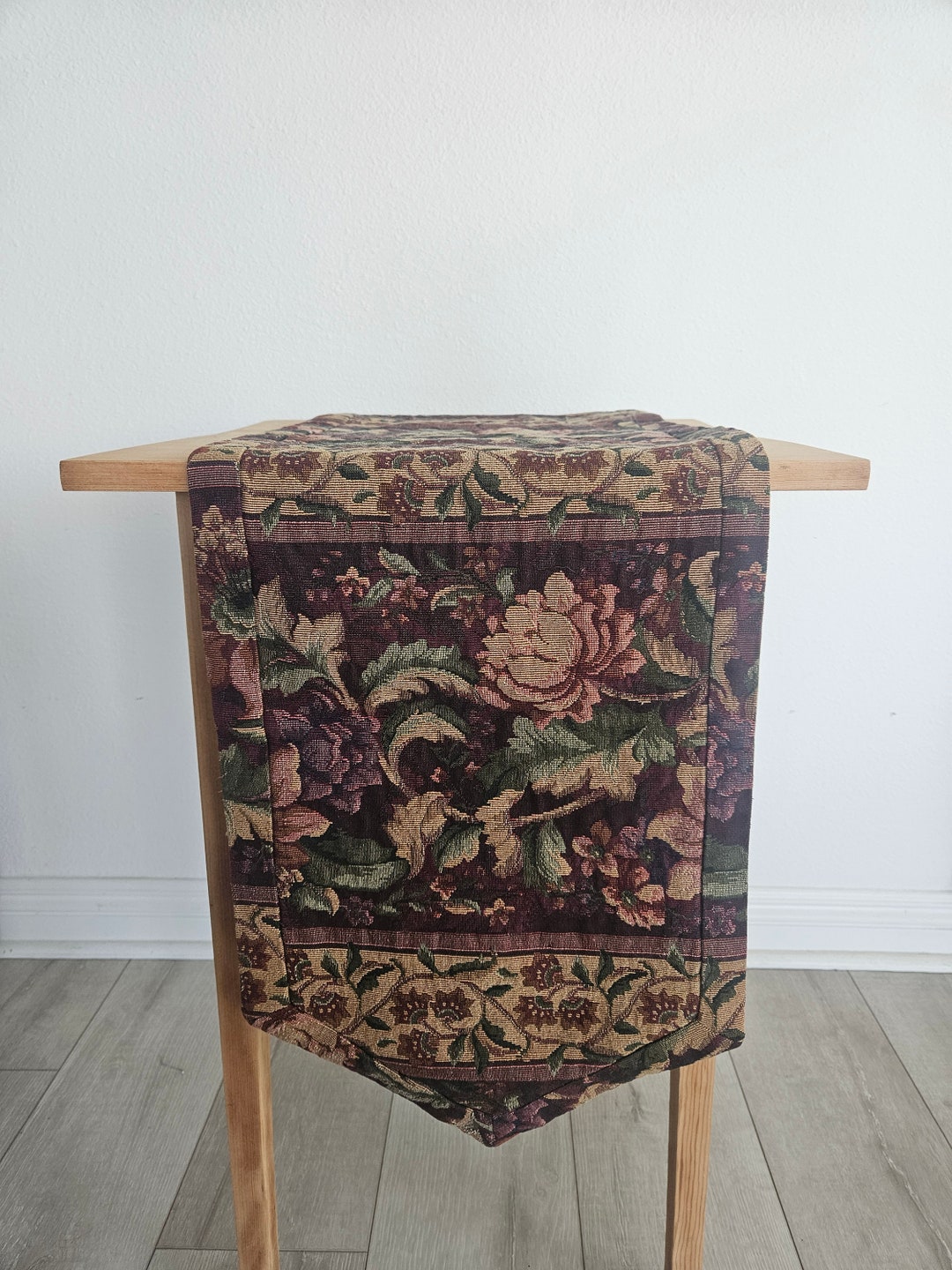Vintage Tapestry Table Runner With Tapered Ends, 68.5 X 13 Antique ...