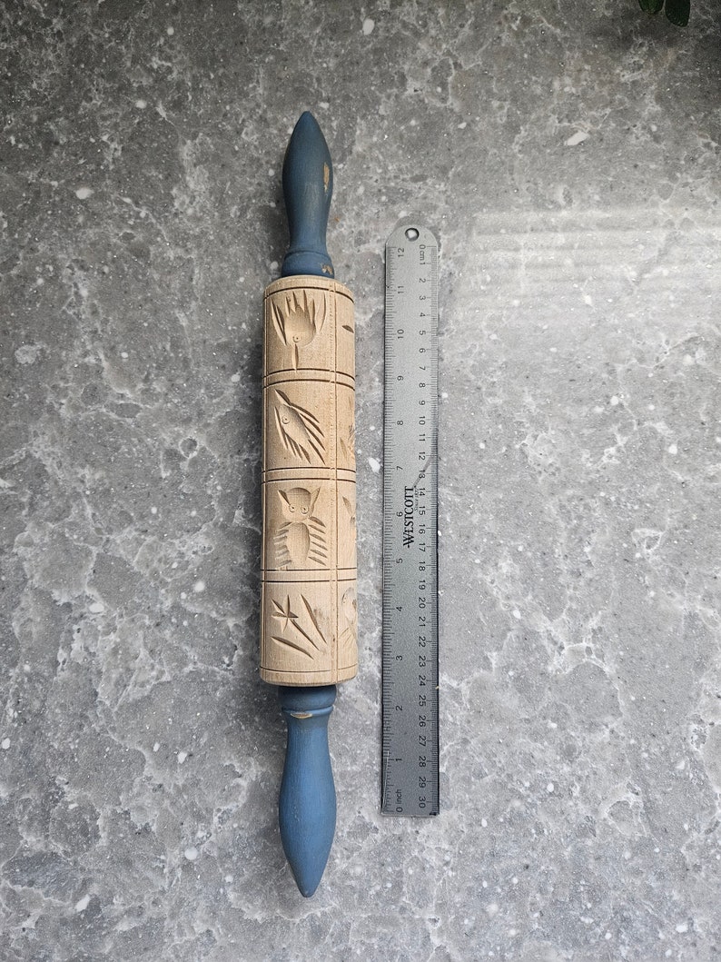 Vintage Wooden Embossed Rolling Pins, Pasta Cookware, Pastry Utensil's ...