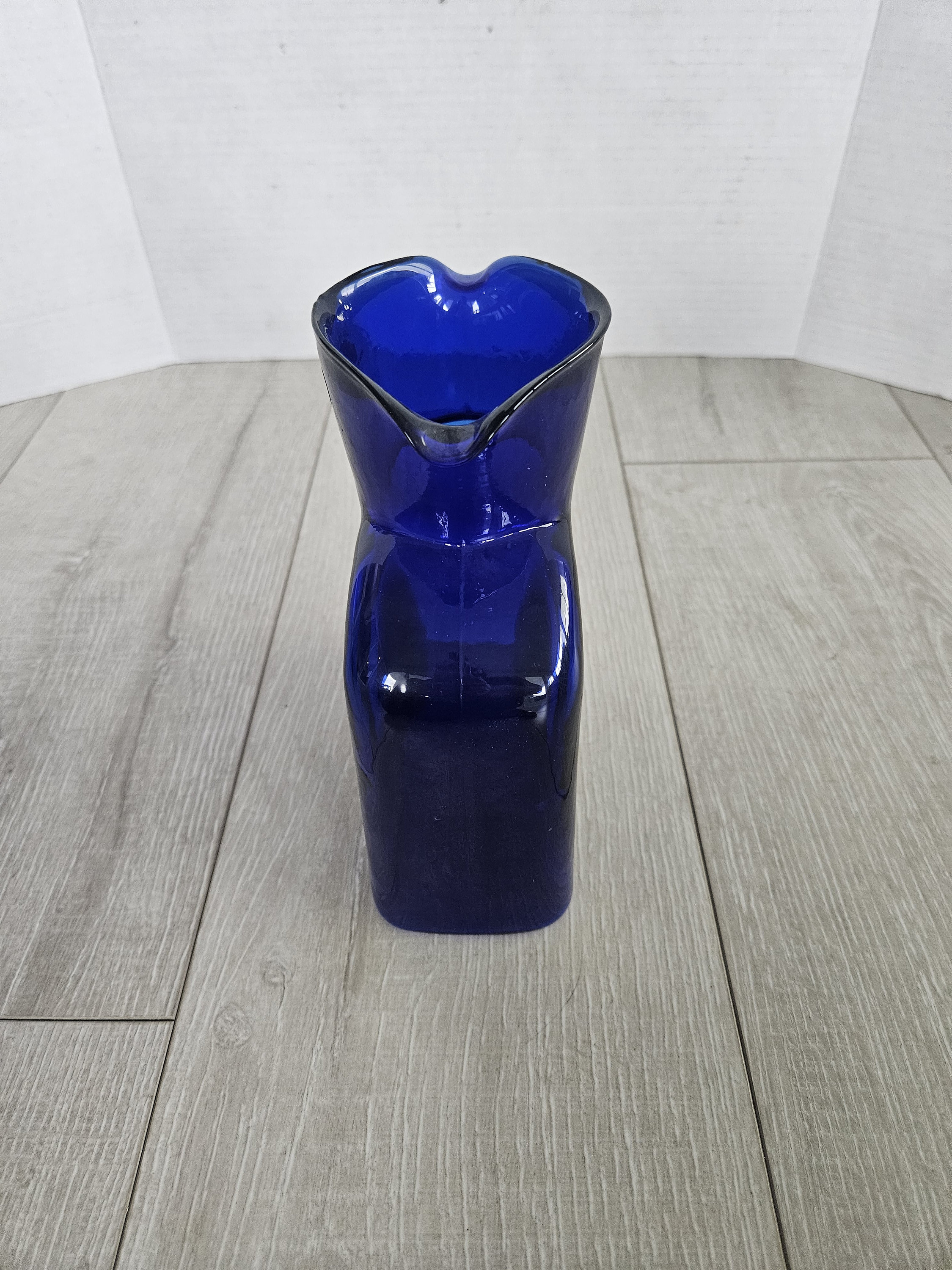 Blenko Handicraft 384 Cobalt Blue Double Sided Pour Spout Water Bottle ...