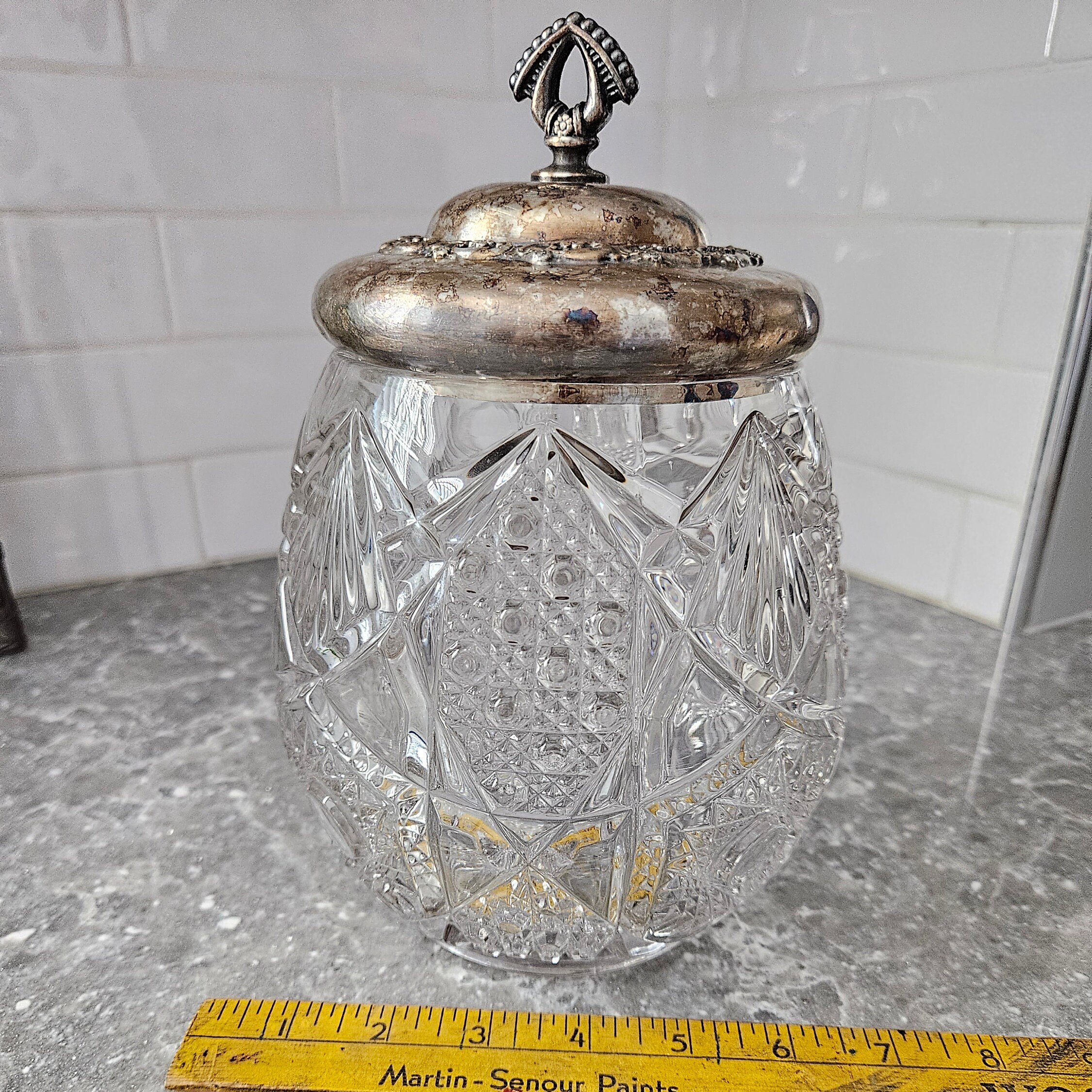 Vintage Apollo Silver Co Cut Crystal Jar With Ornate Silver - Etsy