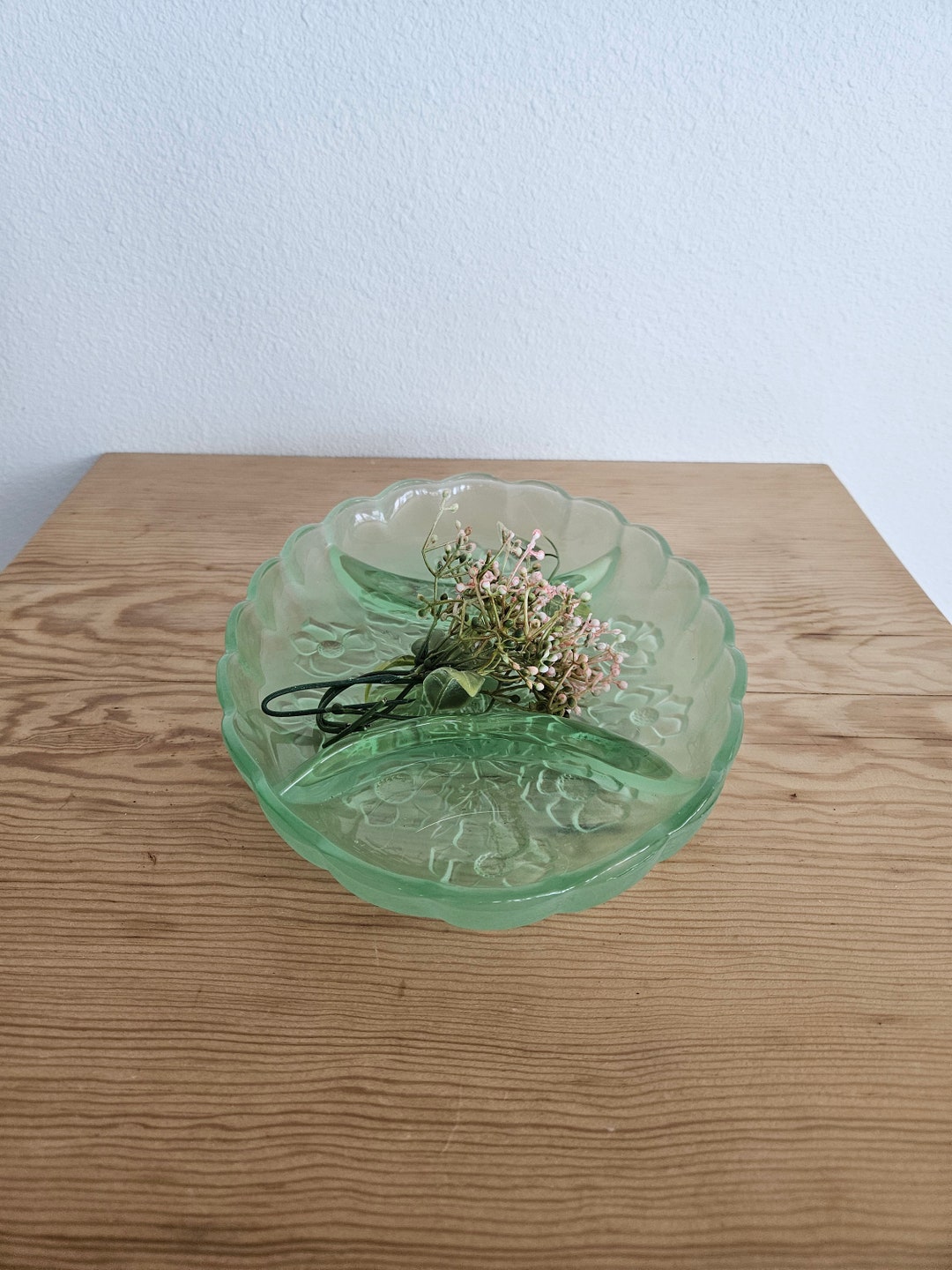 Vintage Frosted Green Bagley Depression Glass Dish, Art Deco Oblong ...