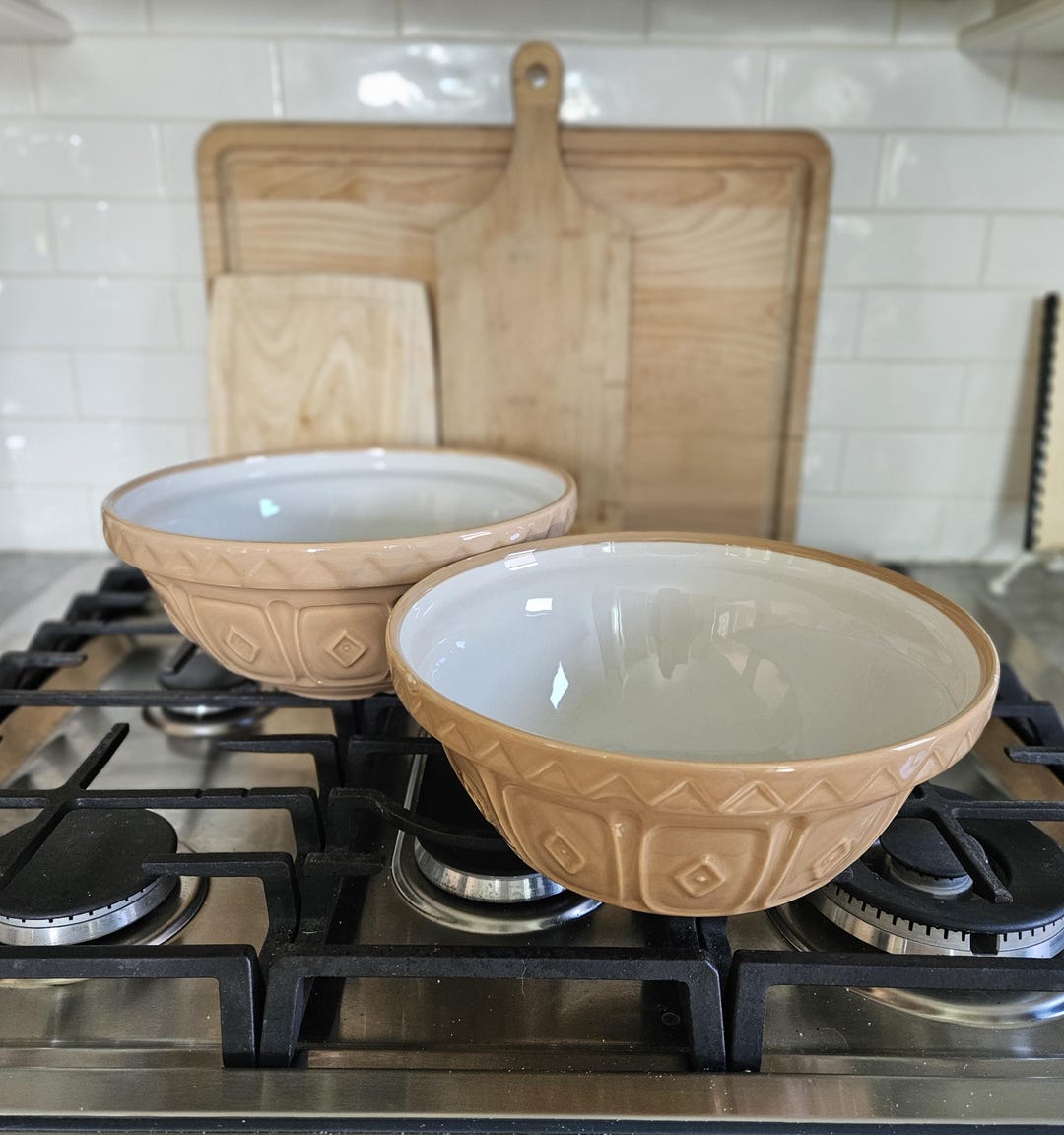 Vintage Set of Tan, Sand Color Mason Cash Earthenware, Mixing Bowls, 10 ...