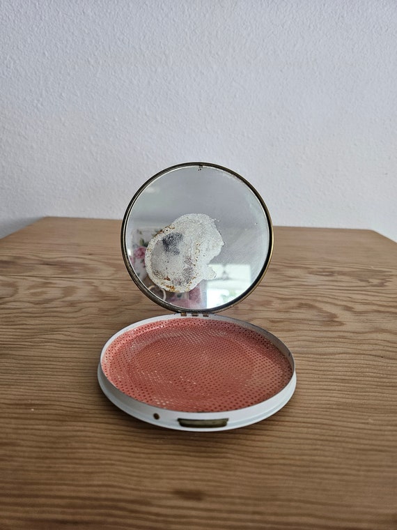 Large Antique Powder Box/Compact With Mirror, Hinged … - Gem