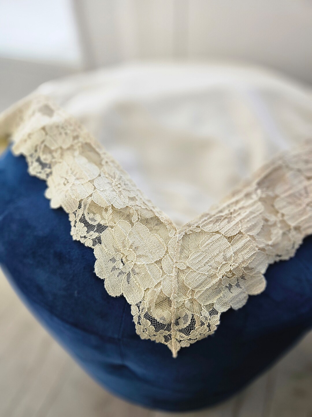 Beautiful Antique Cream-colored Laced Edge Tablecloth, Large Ivory Sized 72" X 84", Large ...