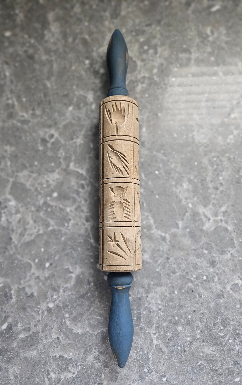Vintage Wooden Embossed Rolling Pins, Pasta Cookware, Pastry Utensil's ...