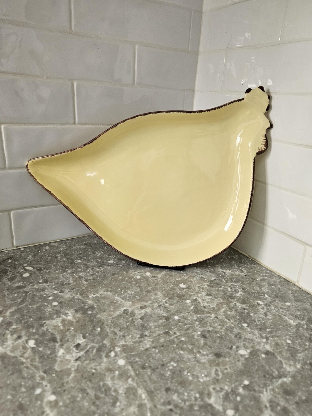 Vintage Yellow Hen Shaped Ceramic Platter, 14.25" Easter Serving Plate ...