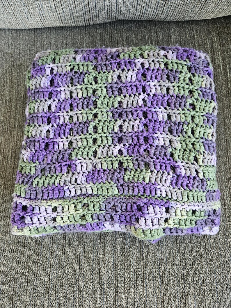 Purple, Lavender, & Green Handmade Vintage Crochet Afghan, Knitted ...
