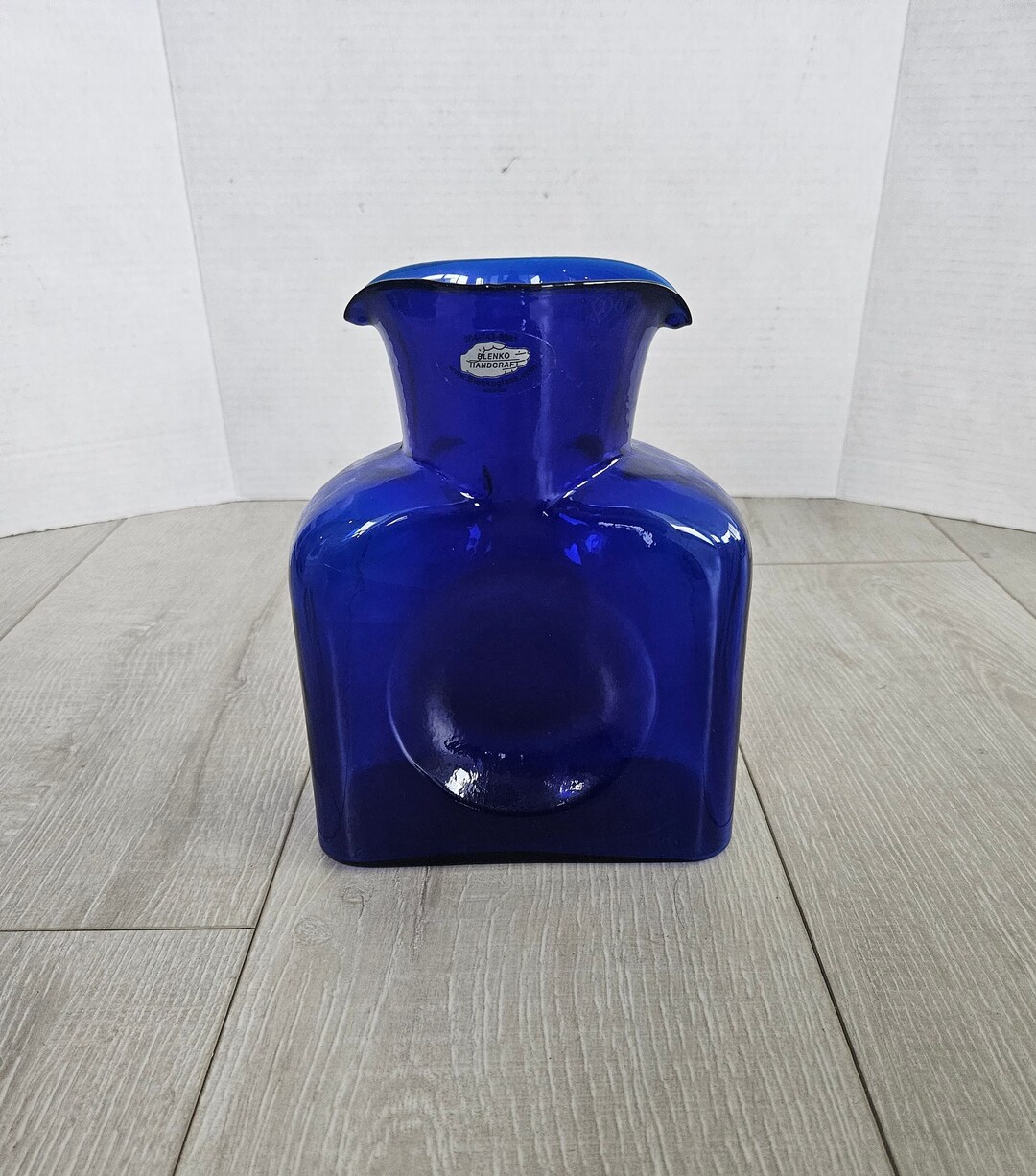 Blenko Handicraft #384 Cobalt Blue Double Sided Pour Spout Water Bottle ...