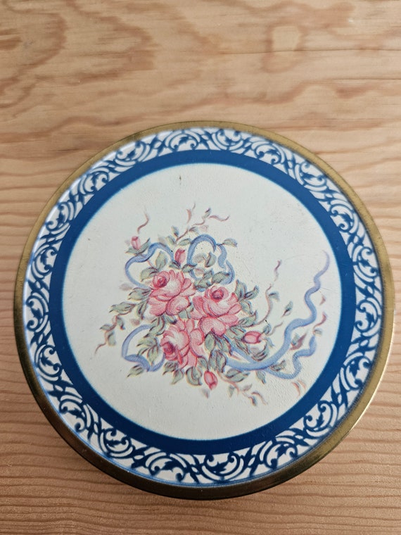 Large Antique Powder Box/Compact With Mirror, Hinged … - Gem