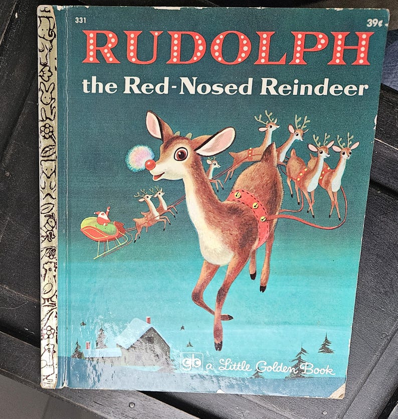Set of Vintage 1958 "rudolph the Red Nose Reindeer", 1974 "santa's ...