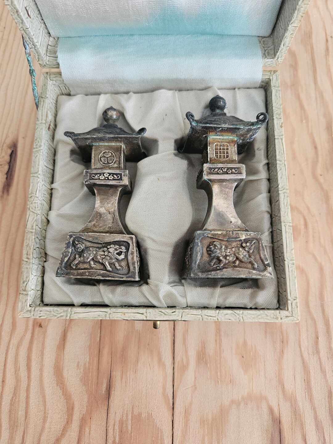 Vintage Japanese Sterling Silver Pagoda Salt and Pepper Shakers ...