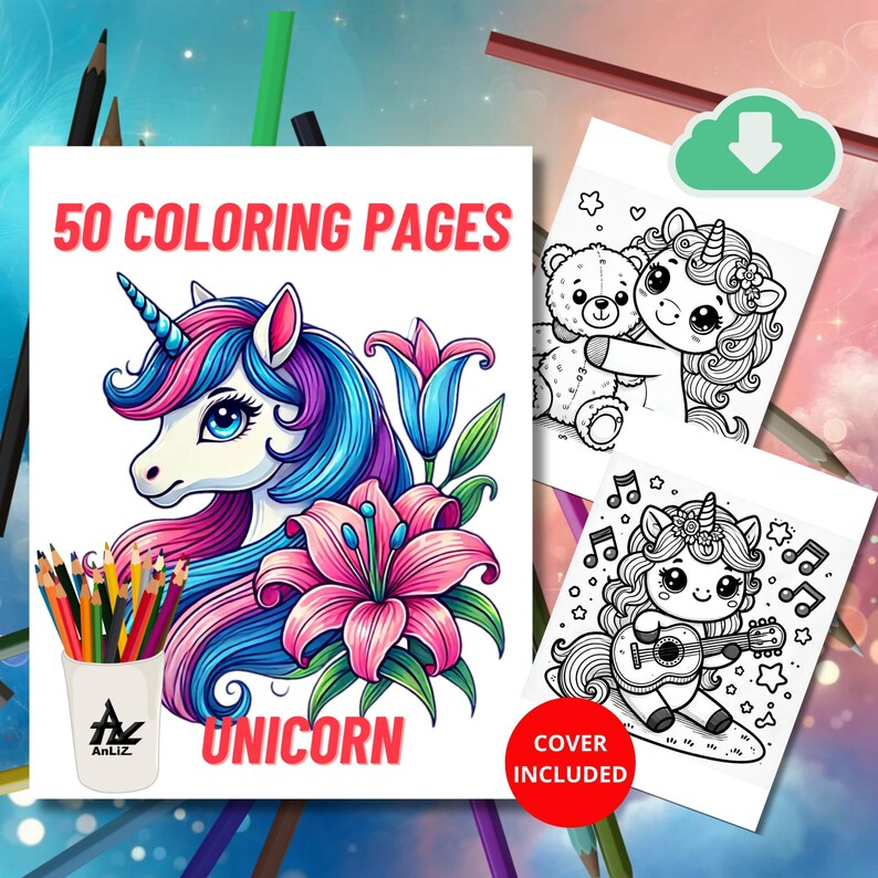 50 Baby Unicorn Coloring Pages. Printable Download PDF - Etsy