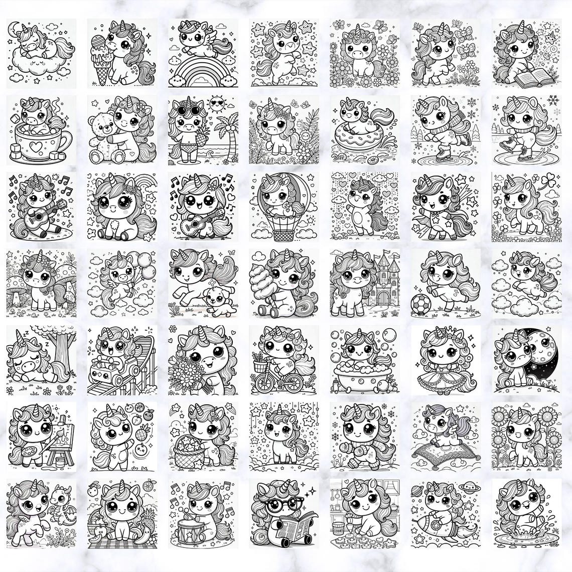 50 Baby Unicorn Coloring Pages. Printable Download PDF - Etsy