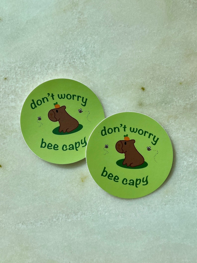 Don't Worry Bee Capy Round Sticker - Etsy