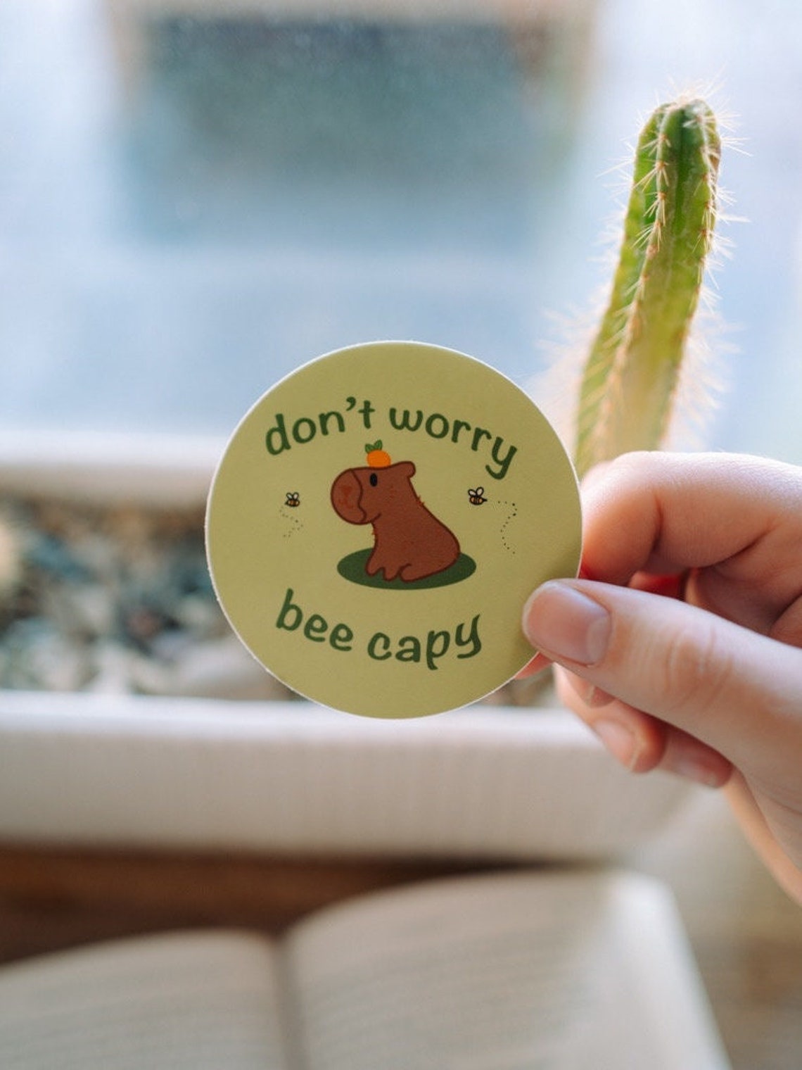 Don't Worry Bee Capy Round Sticker - Etsy