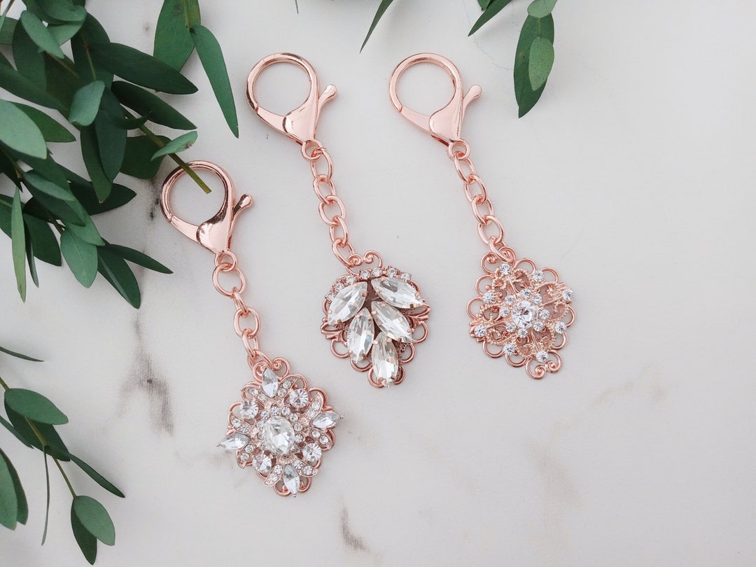 Rose Gold Purse Charm or Keychain, Zipper Pull, Bag Clip for Handbags ...