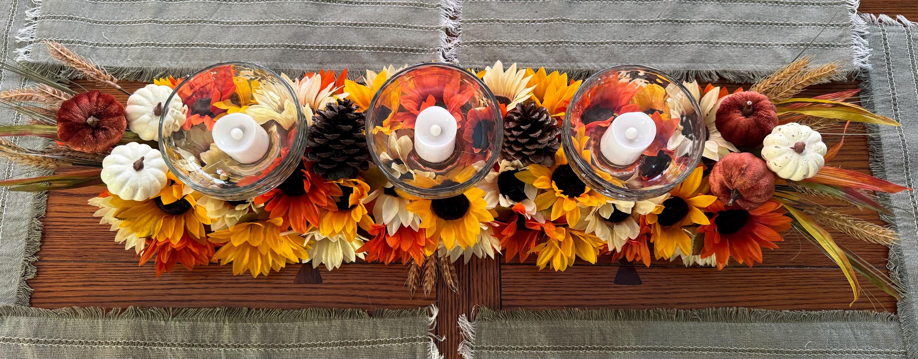 Sunflowers 3 Candle Centerpiece - Etsy