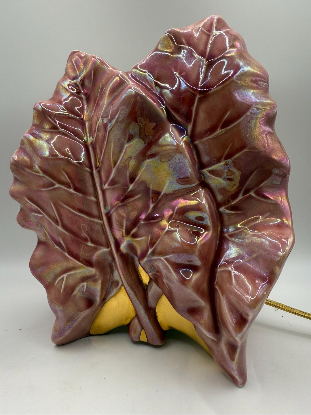 Vintage MCM Retro Ceramic Leaf Tv Lamp Light , Pink & Gold - Etsy