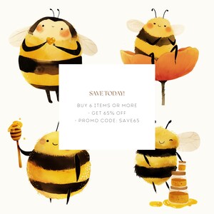Sweet Honey Bees Clipart, Cute Bumblebee Illustrations, Watercolor Bee ...