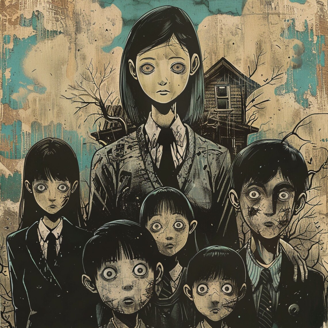 Midjourney Prompt for Manga Horror Arts, Spooky Anime Illustrations ...
