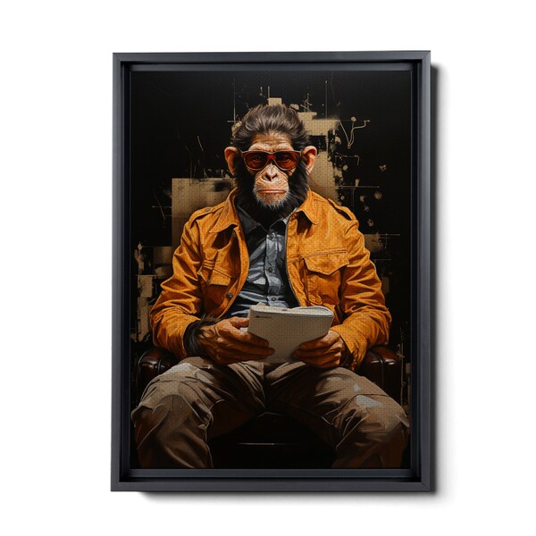 Monkey Reading Newspaper - Etsy