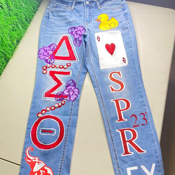 Hand Painted Jeans - Etsy