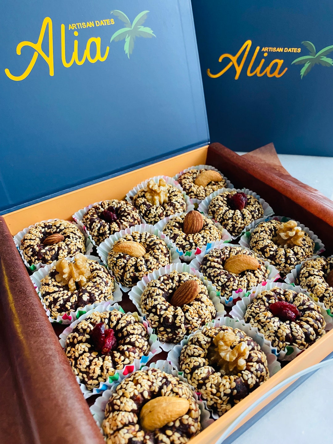 Palestinian Medjool Date Bites, Mixed With Fresh Nuts, Topped With ...