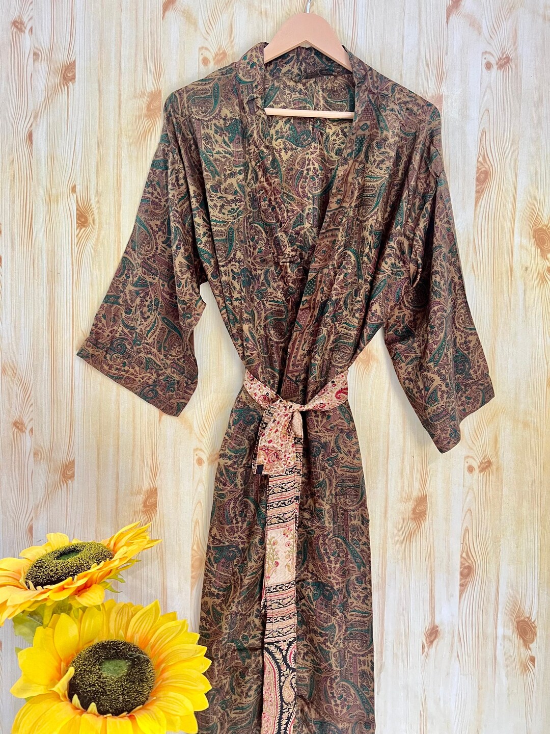Gorgeous Vintage Silk Kimono,boho Lounge Dress ,upcycled Robe,maternity ...