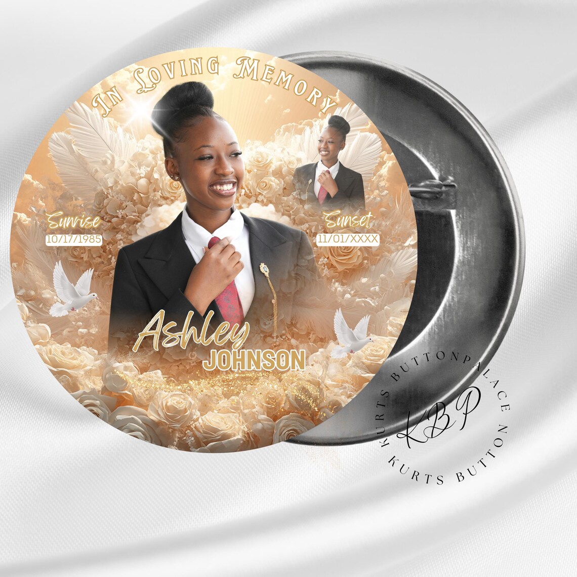 Memorial Button, in Loving Memory, Custom Pin, Homegoing Celebration ...