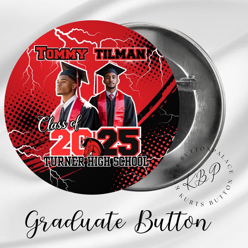 Custom Graduation Button, Class of 2026, Personalized Photo Pin, Grad ...