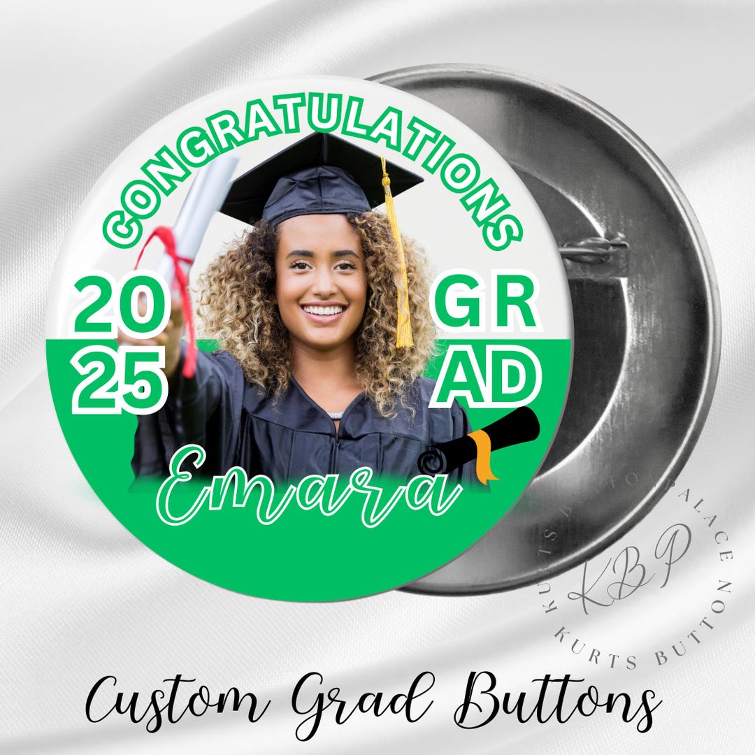 Custom Photo Graduation Buttons Keepsake | 2025 Graduation Class of ...