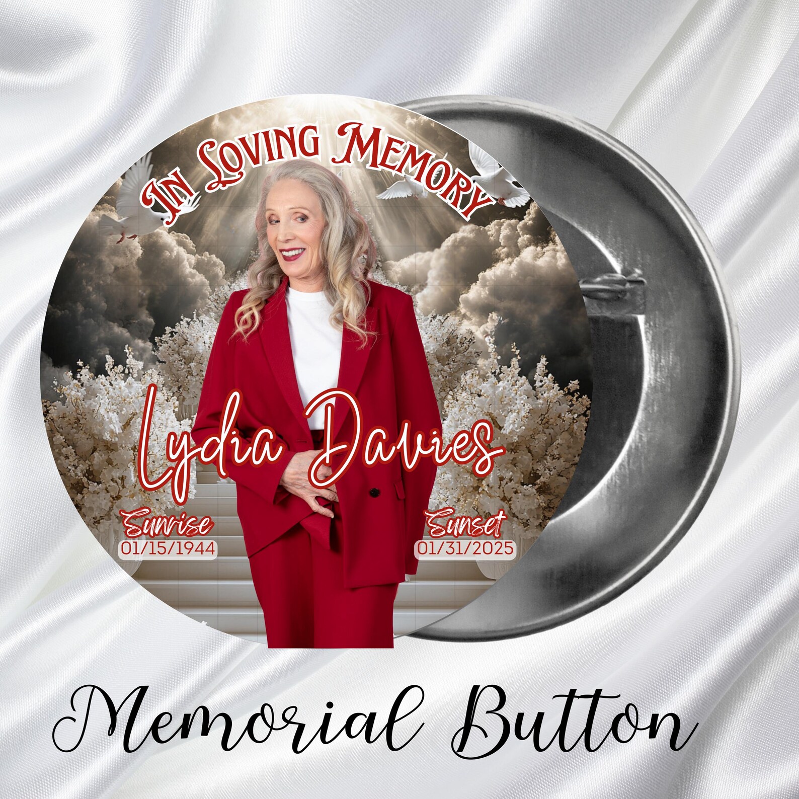 Memorial Button, in Loving Memory, Custom Pin, Homegoing Celebration ...