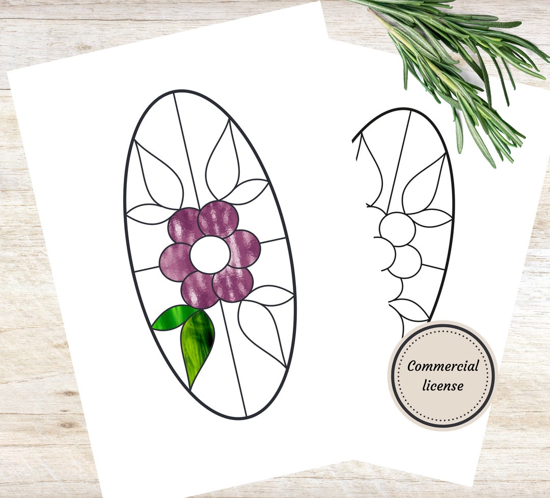 Flower Stained Glass Pattern Digital Download Pattern Stained - Etsy