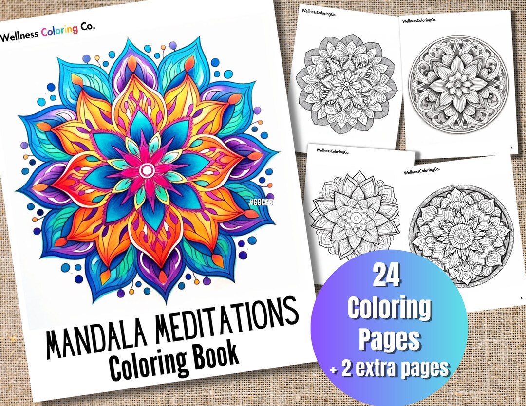 24 Mindful Mandalas Coloring Book, Adults Kids Instant Download ...