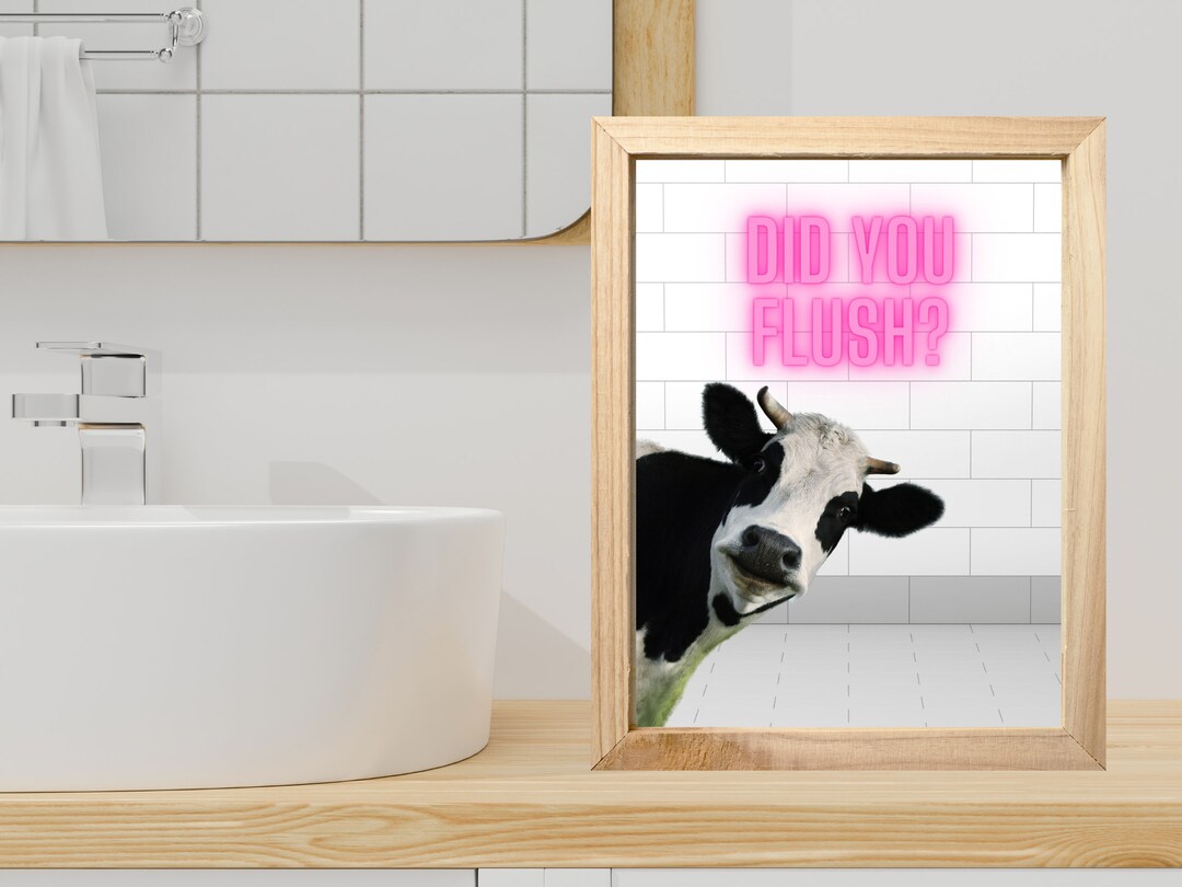 Funny Bathroom Wall Art, Funny Cow Art, Funny Bathroom Signs, Funny Cow ...